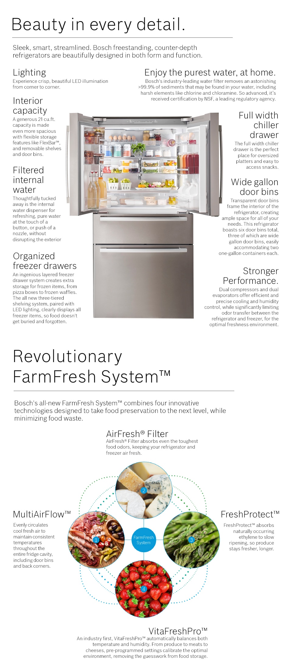 Bosch 800 Series 21 cu. ft. Smart Counter Depth 4-Door French Door Bar ...