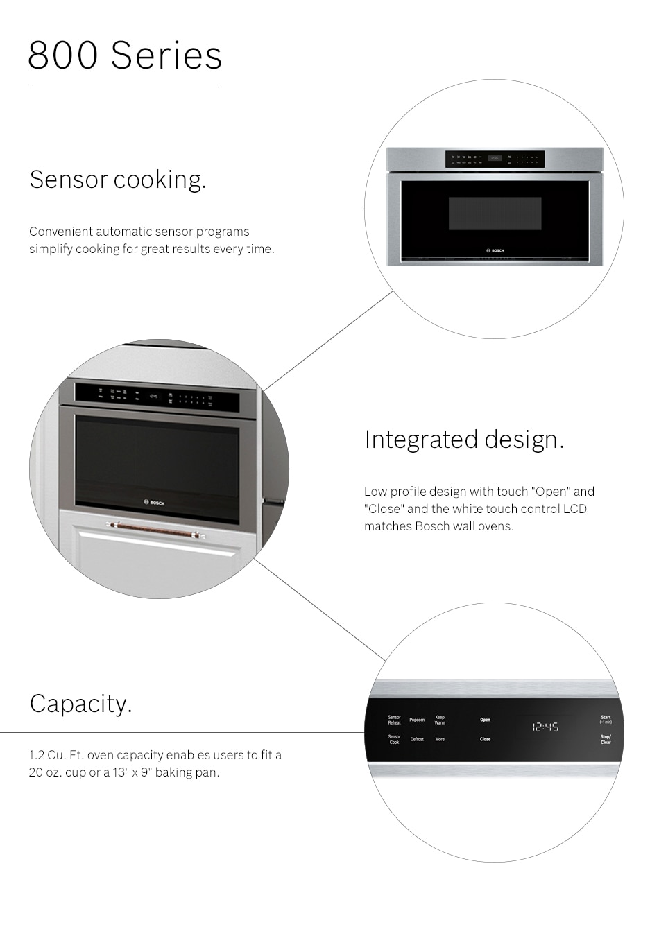 Bosch 800 Series 24 in. 1.2 cu. ft. Built-In Drawer Microwave in ...