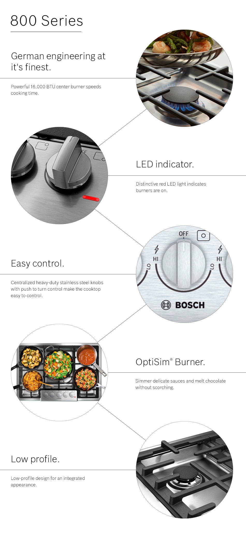 Bosch 800 Series 36 in. Gas Cooktop in Stainless Steel with 5 Burners ...
