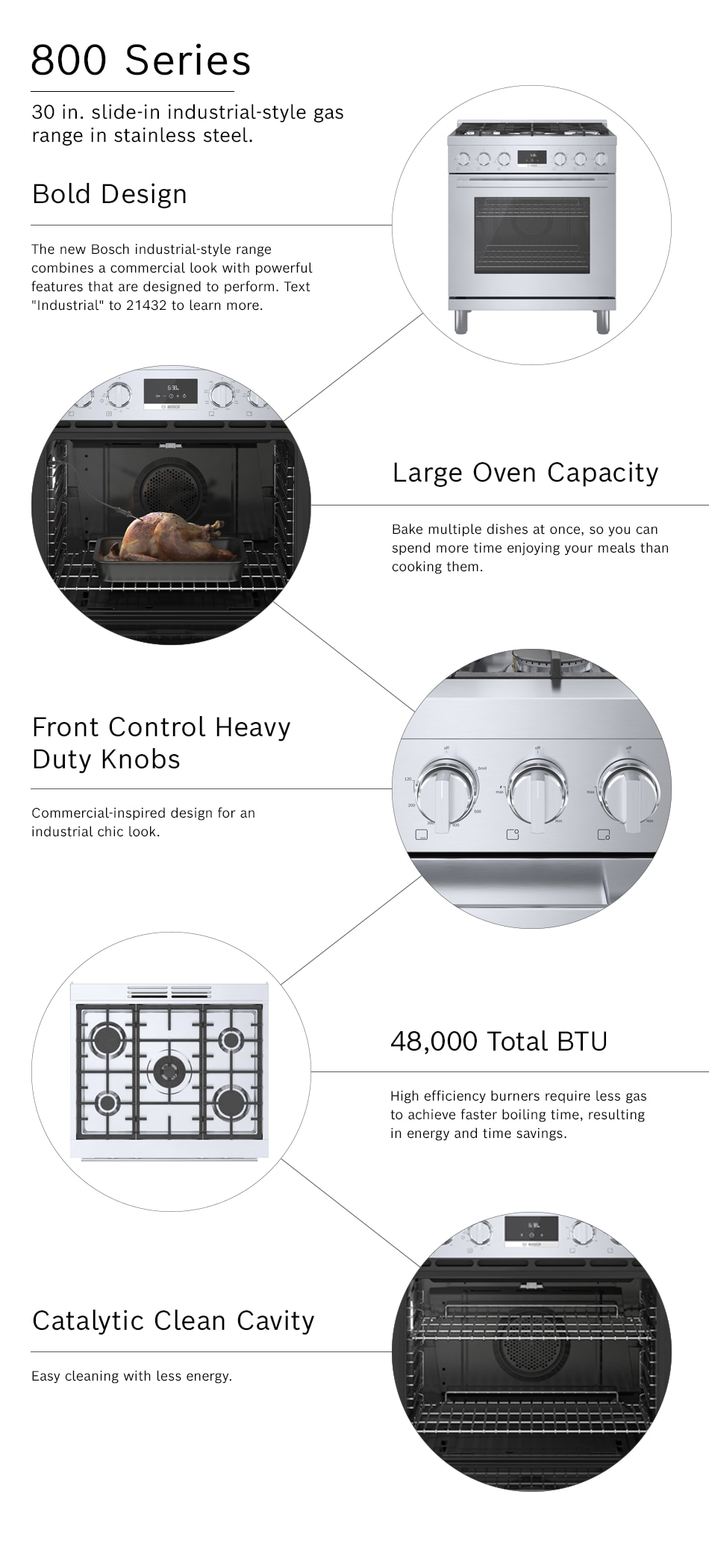 Bosch 800 Series 36 in. 3.5 cu. ft. Industrial Pro Style Gas Range with ...