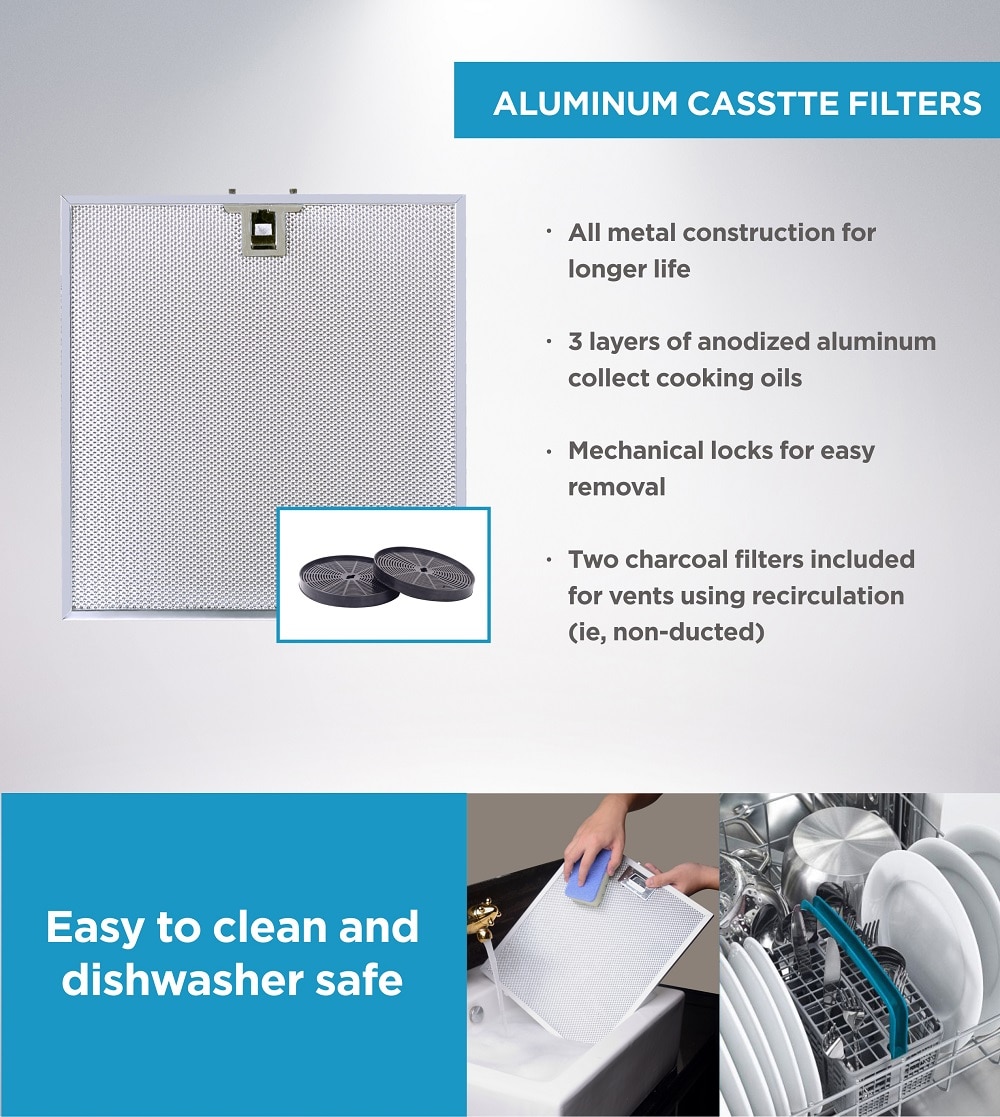 Vissani 30 in. W Convertible Wall Mount Range Hood with 2 Charcoal ...