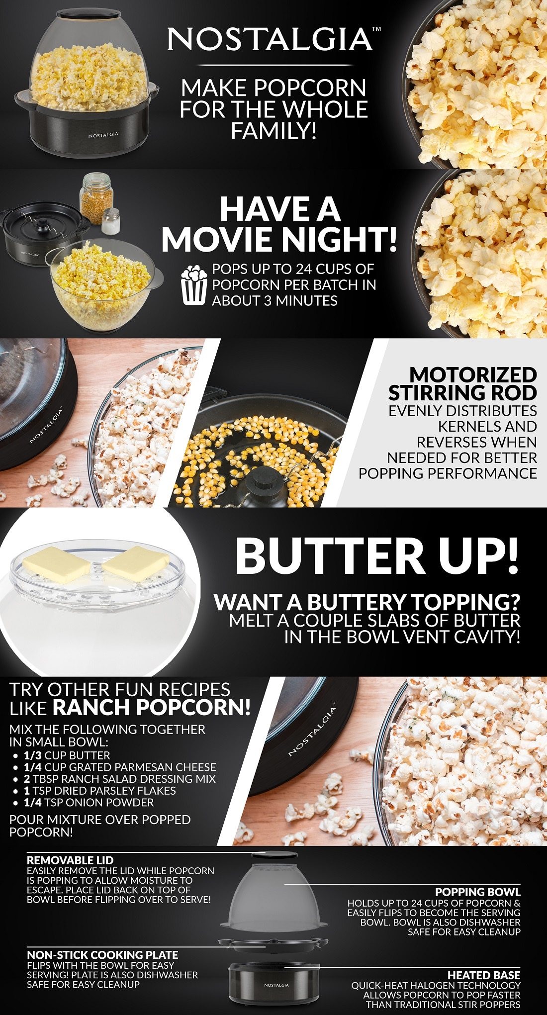 Nostalgia 750-Watts 195 oz. Black Popcorn Maker SP6BS