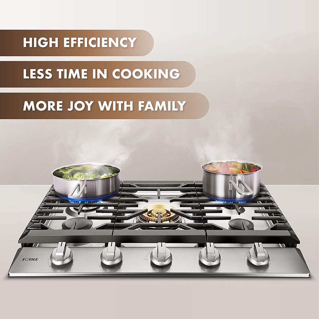 FOTILE Tri-Ring 36 in. Gas Cooktop in Stainless Steel with 5 Burners ...