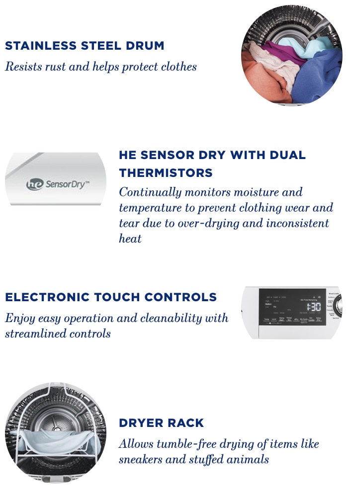 GE 4.1 cu. ft. 240-Volt White Electric Ventless Dryer, ENERGY STAR ...