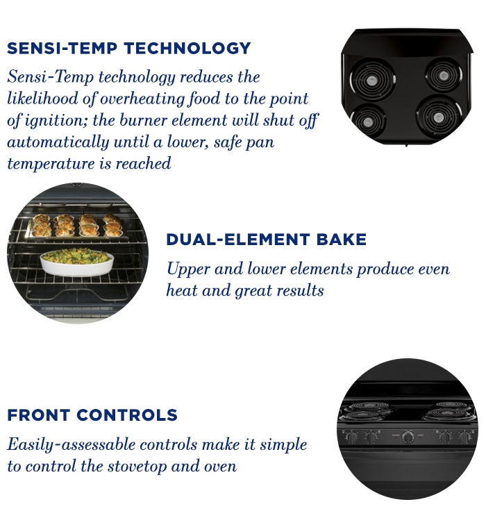 GE 30 in. 4 Burner Element Free-Standing Electric Range in Black ...