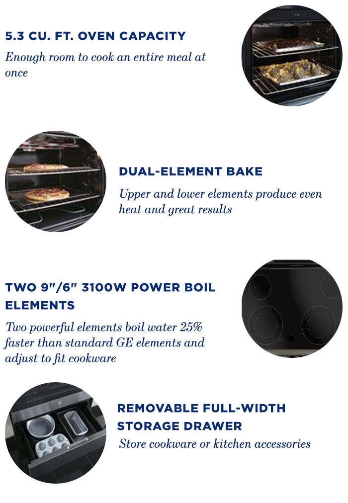 GE 30 in. 5.3 cu. ft. Slide-In Electric Range with Self-Cleaning Oven ...