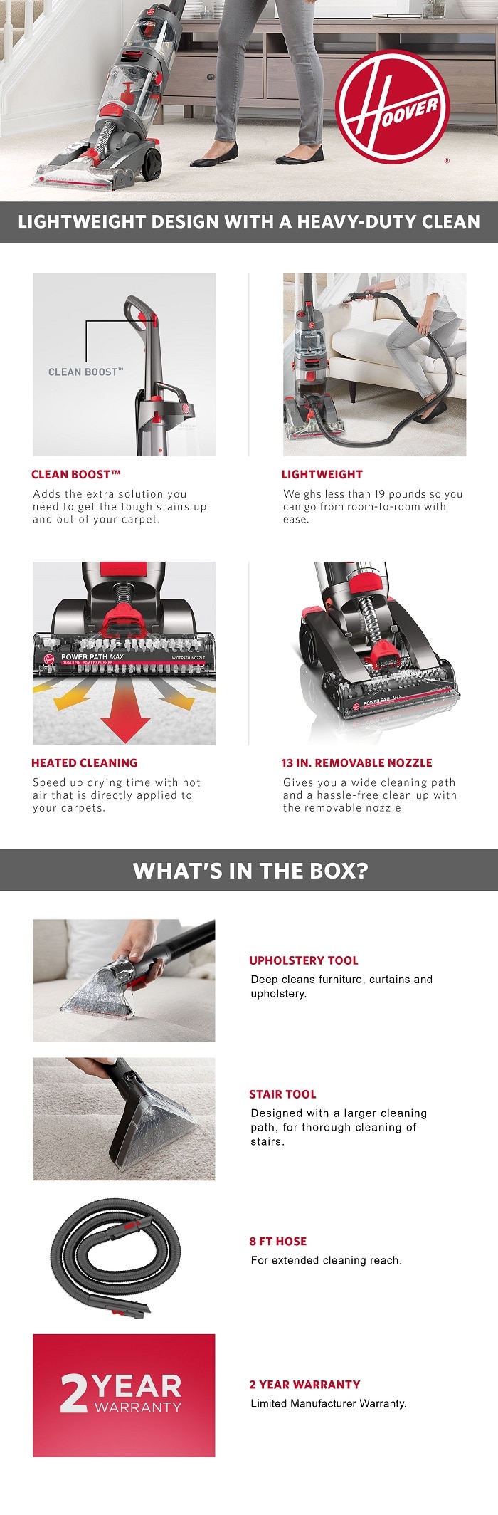 HOOVER Power Path Max Upright Carpet Cleaner FH51002 - The Home Depot