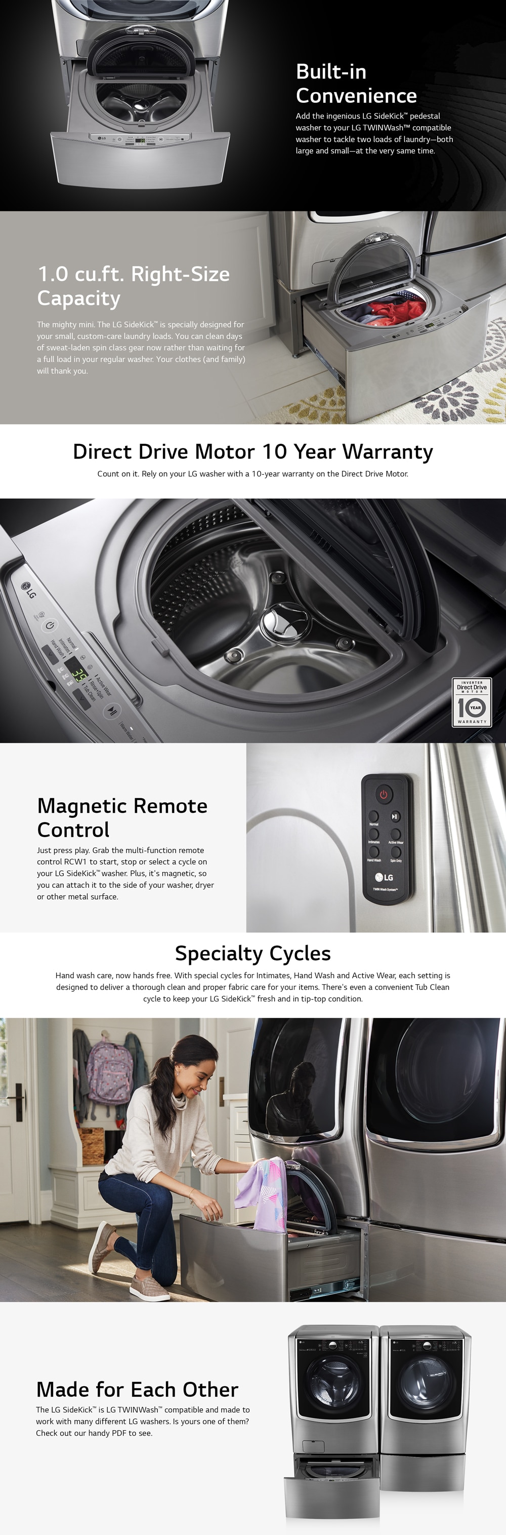 LG 27 in. 1 cu. ft. Laundry Pedestal Washer with Slim DD Motor in ...