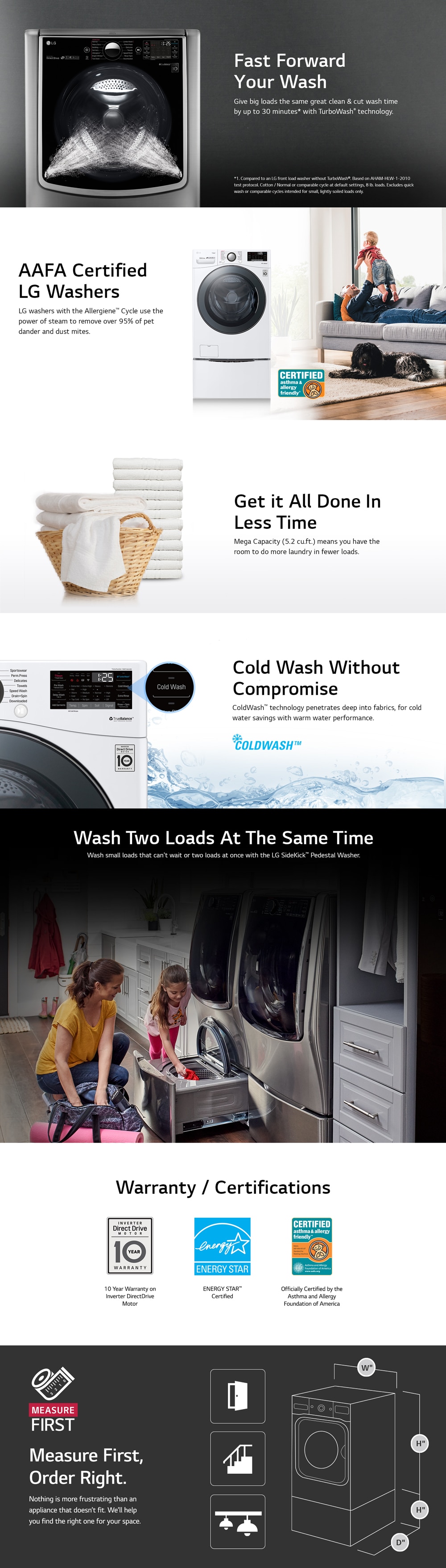 LG 5.2 Cu. Ft. Front Load Washer in Graphite Steel with Steam and ...