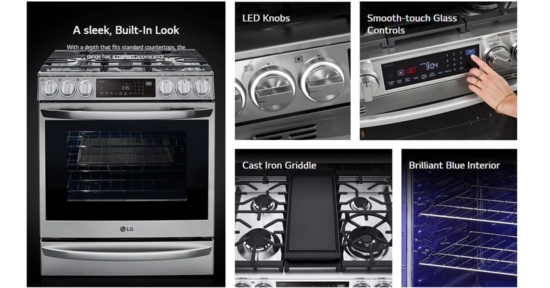 LG 6.3 cu. ft. Smart Slide-In Gas Range with ProBake Convection & Air ...