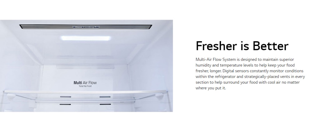 LG 11 cu. ft. Bottom Freezer Refrigerator with Door Cooling, Multi-Air ...