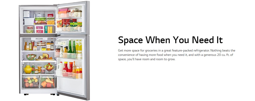 LG 30 in. W 20 cu. ft. Top Freezer Refrigerator with LED Lighting and ...