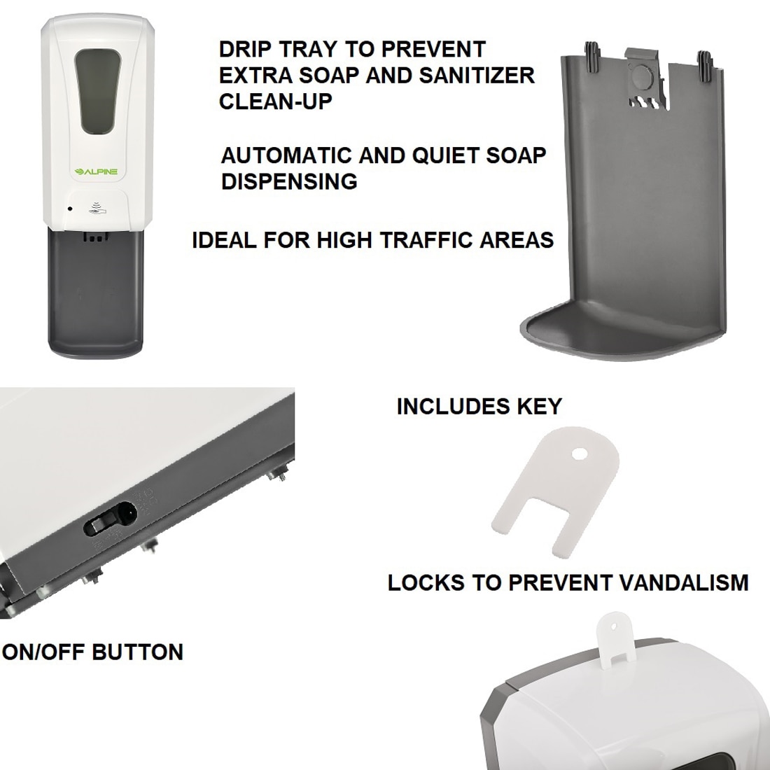Alpine Industries 40 oz. Automatic Soap and Gel Hand Sanitizer ...