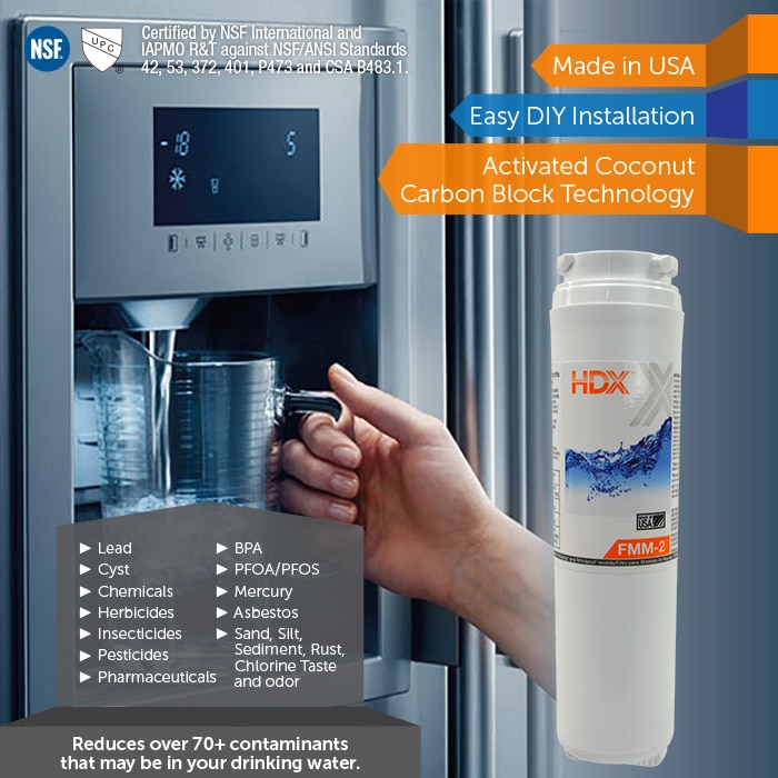 HDX FMM-2 Premium Refrigerator Water Filter Replacement Fits Whirlpool ...