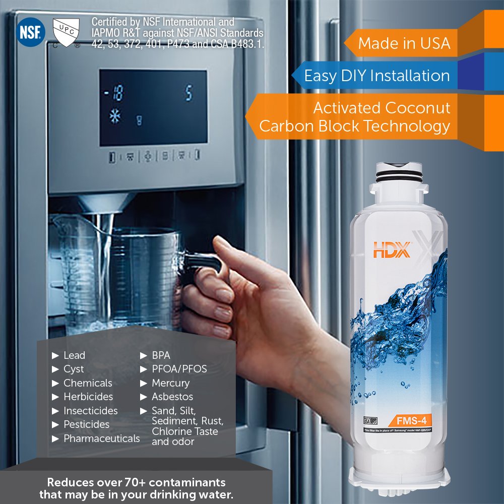 HDX FMS-4 Premium Refrigerator Water Filter Replacement Fits Samsung ...