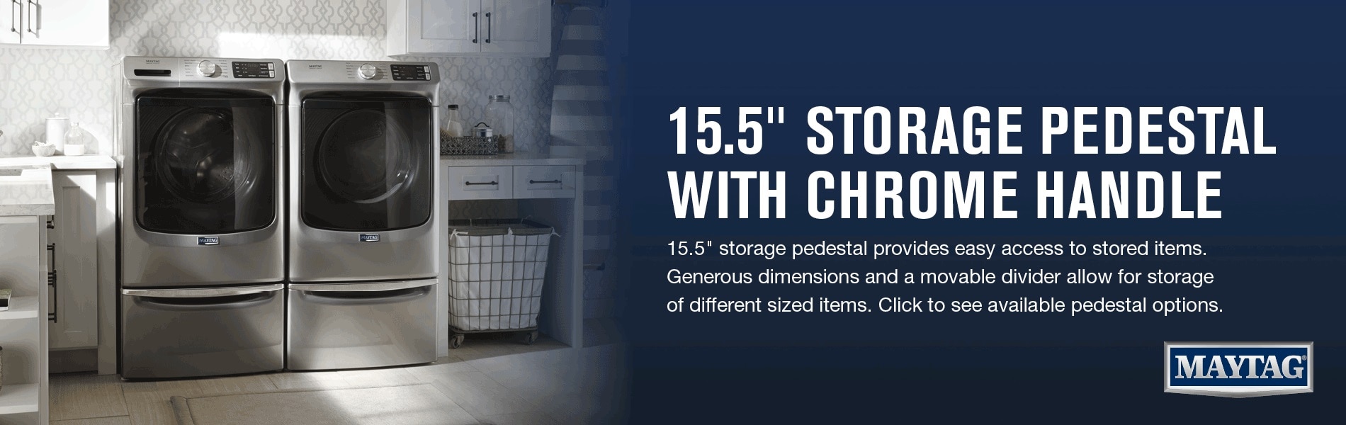 Maytag 15.5 in. Metallic Slate Pedestal for Front Load Washer and Dryer ...