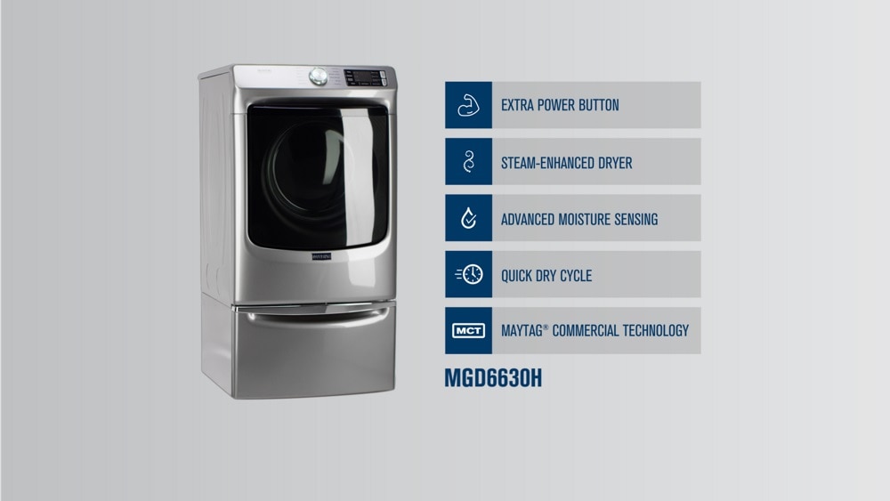 Maytag 7.3 cu. ft. 120-Volt White Stackable Gas Vented Dryer with Steam ...