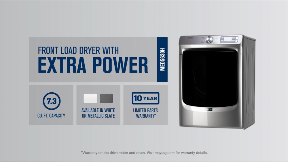 Maytag 7.3 cu. ft. 240-Volt White Stackable Electric Vented Dryer with ...