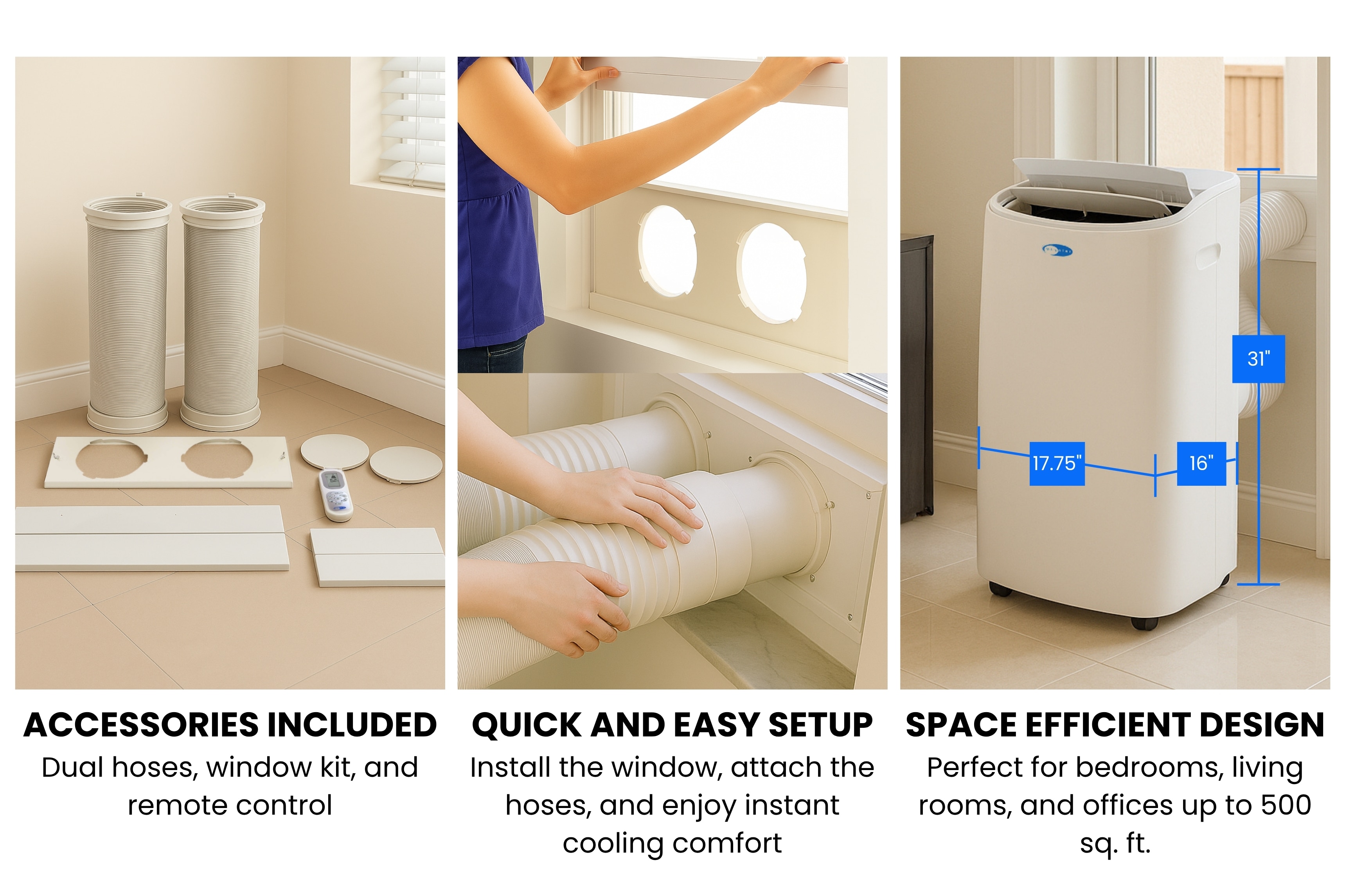 Whynter 10,000 (DOE) BTU Portable Air Conditioner Cools 500 sq. ft. w ...