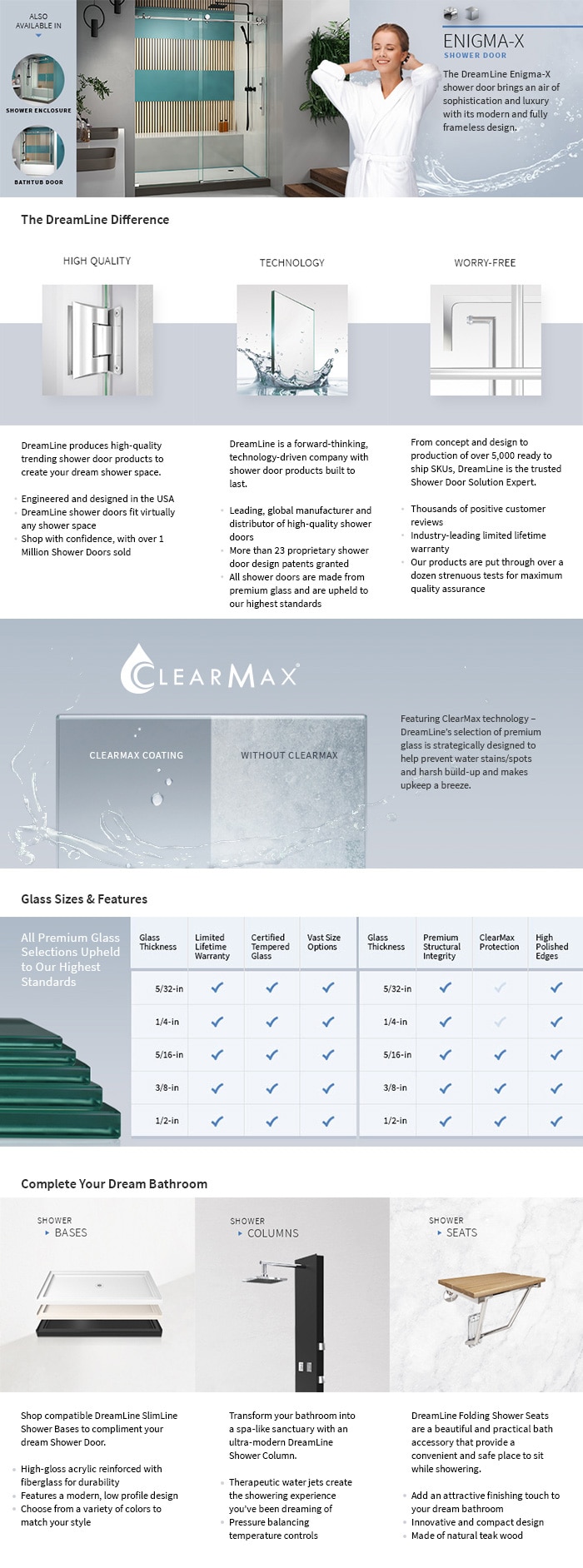 DreamLine Enigma-X 68 in. to 72 in. x 76 in. Frameless Sliding Shower ...
