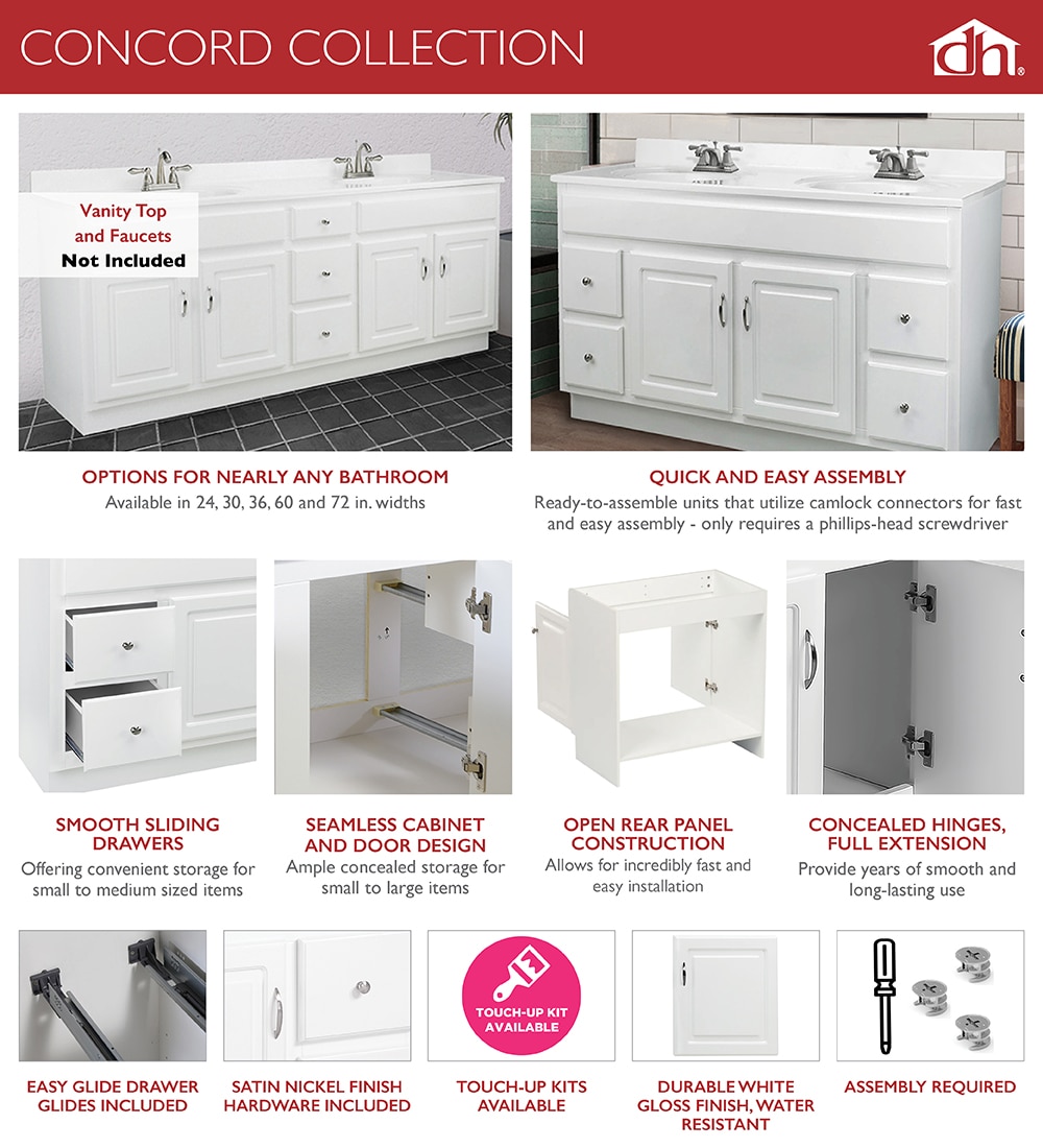 Design House Concord 72 in. W x22 in. D x 30 in. H Bath Vanity Cabinet ...