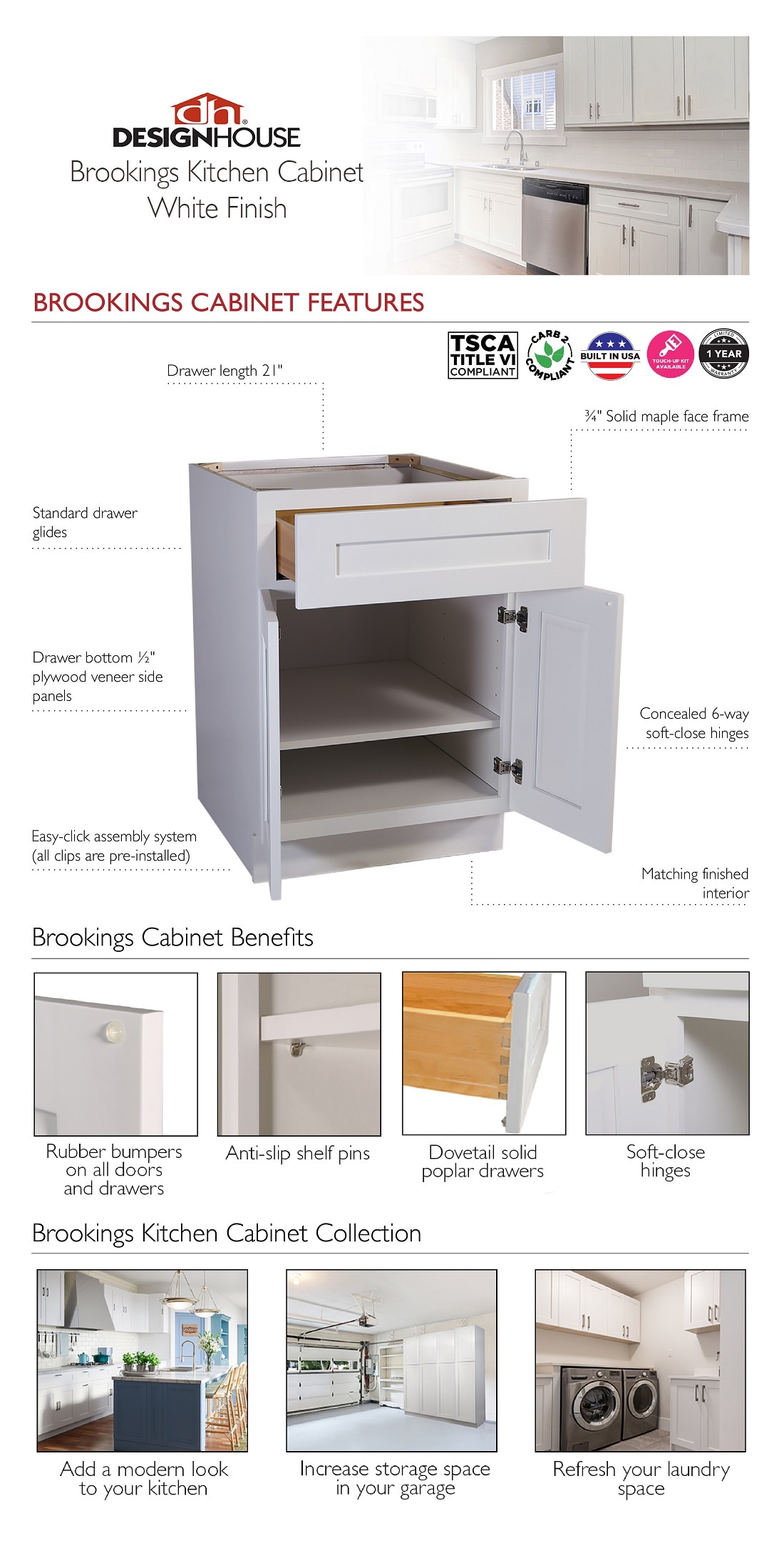 Design House Brookings Solid Wood 36 in W x 34.5 in D x 24 in. H 2 Door ...