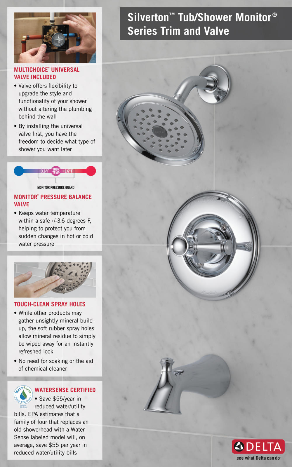 Delta Silverton Single-Handle 1-Spray Tub and Shower Faucet in Chrome ...
