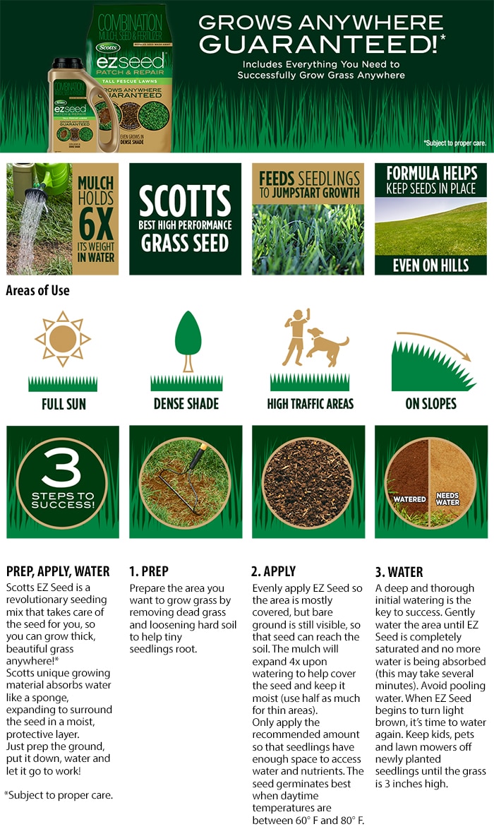 Scotts EZ Seed Patch and Repair Tall Fescue Lawns, 40 lbs., with Mulch ...