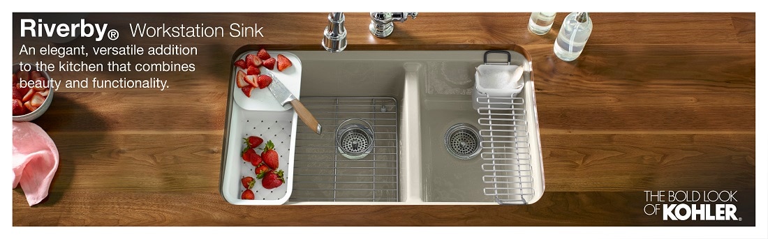 KOHLER Riverby 33 in. x 22 in. x 9-5/8 in. Cast Iron Undermount Large ...