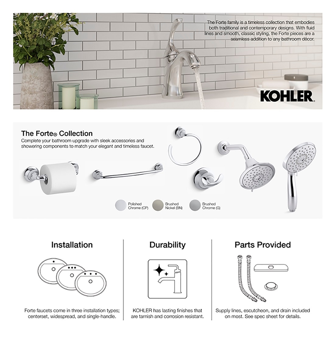 KOHLER Forte Double Sculpted Robe Hook in Polished Chrome K-11375-CP ...