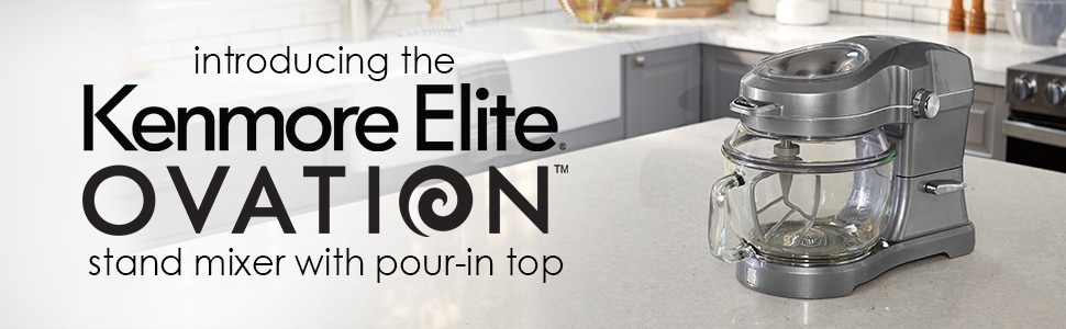 KENMORE Elite Ovation 5 qt. 10-Speed Gray Stand Mixer With Pour-In Top ...
