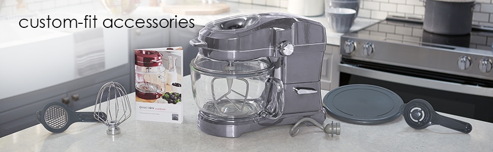 KENMORE Elite Ovation 5 qt. 10-Speed Gray Stand Mixer With Pour-In Top ...
