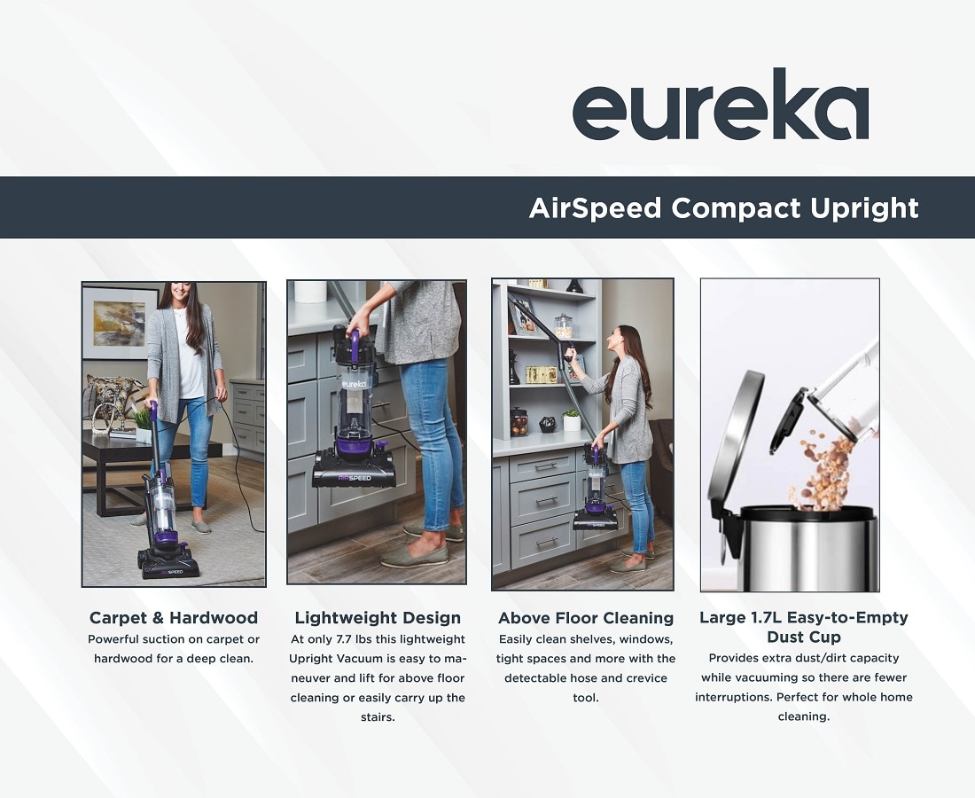 Eureka Air Speed Bagless Corded Washable Filter Multi-Surface Upright ...