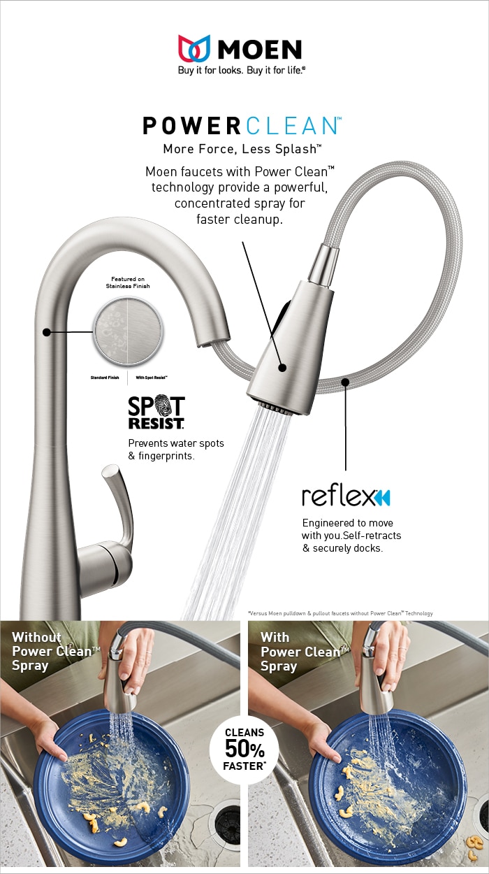 MOEN Etch Single-Handle Pull-Down Sprayer Kitchen Faucet with Reflex ...