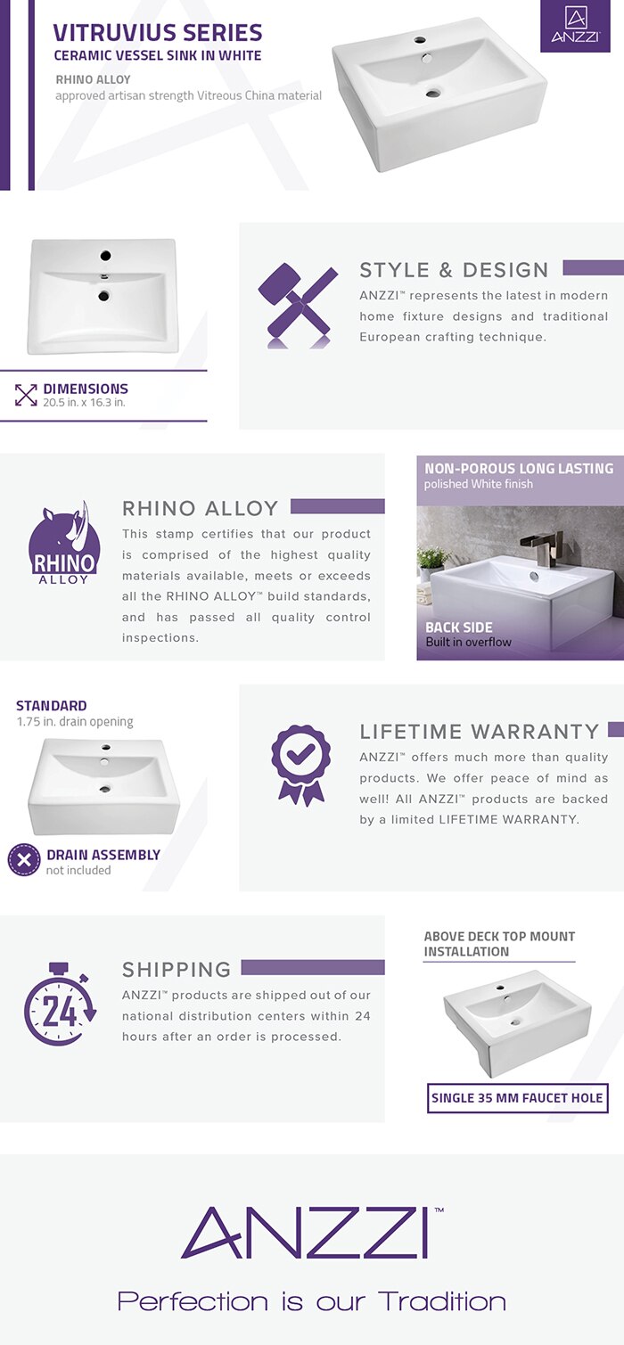 ANZZI Vitruvius Series 21 in. L x 16 in. W Deck Mount Rectangular Non ...