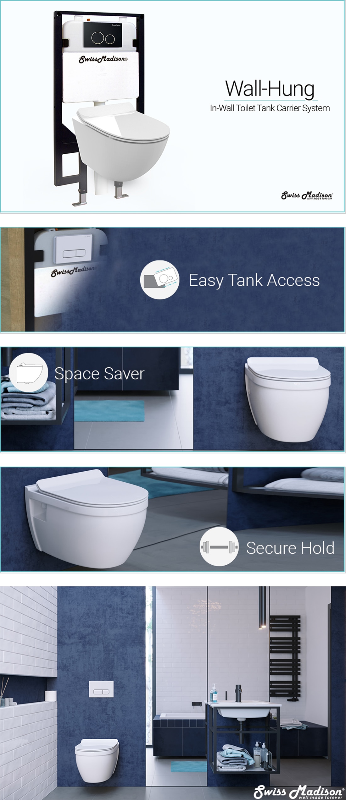 Swiss Madison Concealed In-Wall Toilet Carrier System 2 in. x 4 in. for ...