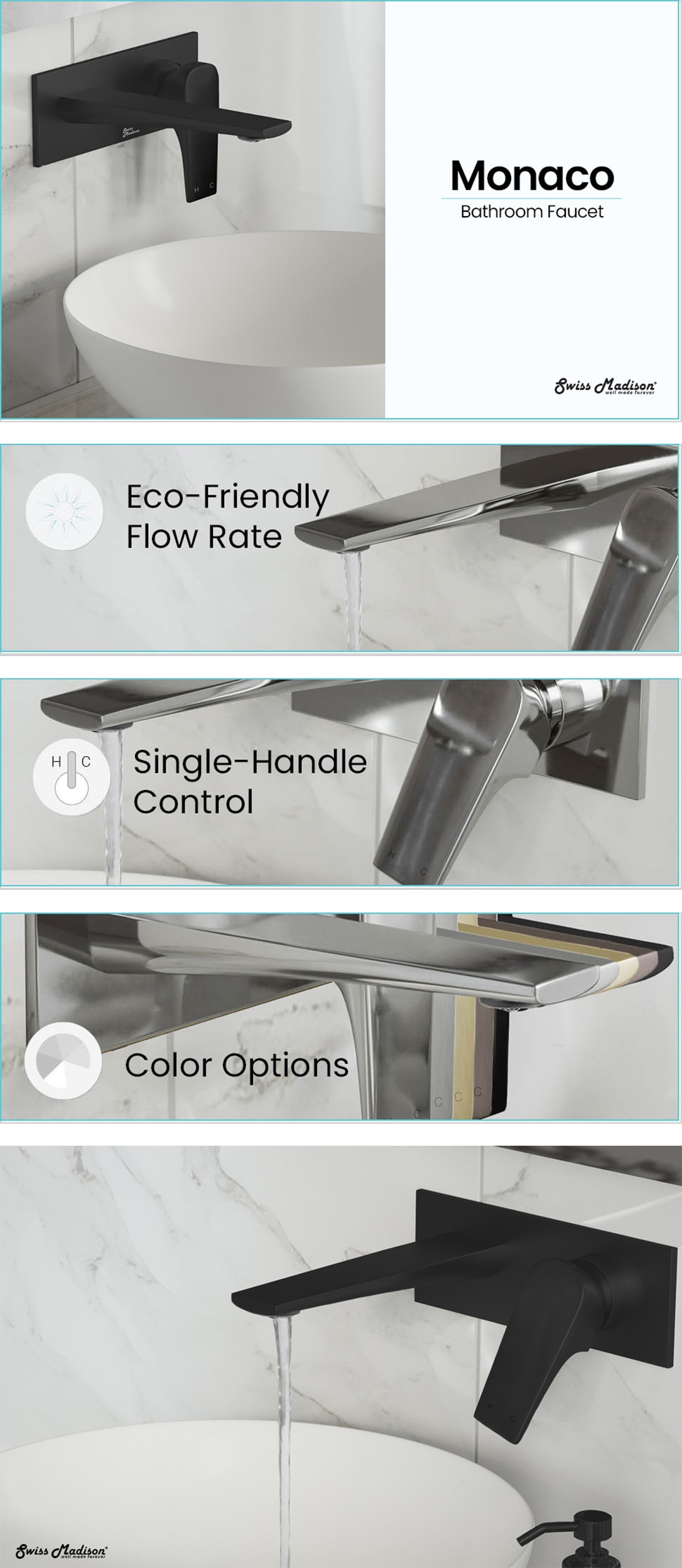 Swiss Madison Monaco Single-Handle Wall Mount Bathroom Faucet in ...