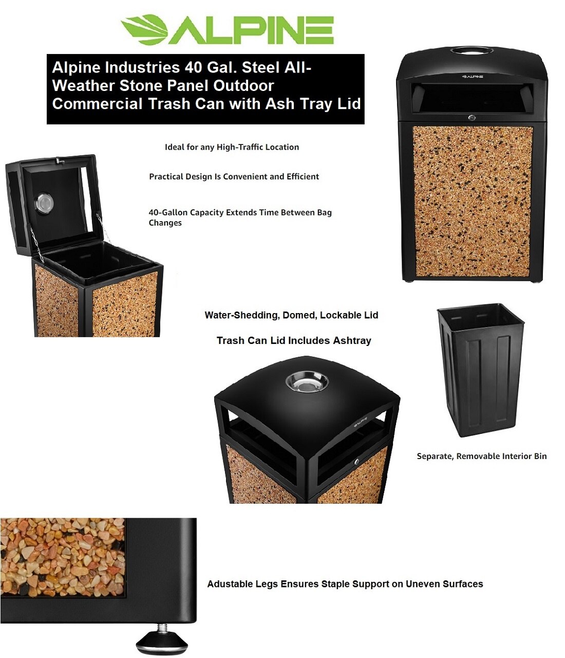 Alpine Industries 40 Gal. Beige Stone All-Weather Vented Outdoor ...