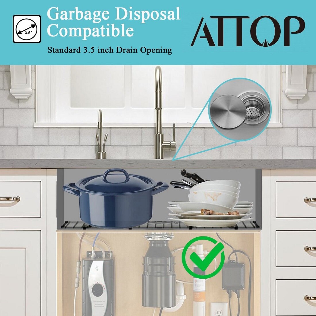 Attop 18- Gauge Stainless Steel 30 in. Single Bowl Undermount Kitchen ...