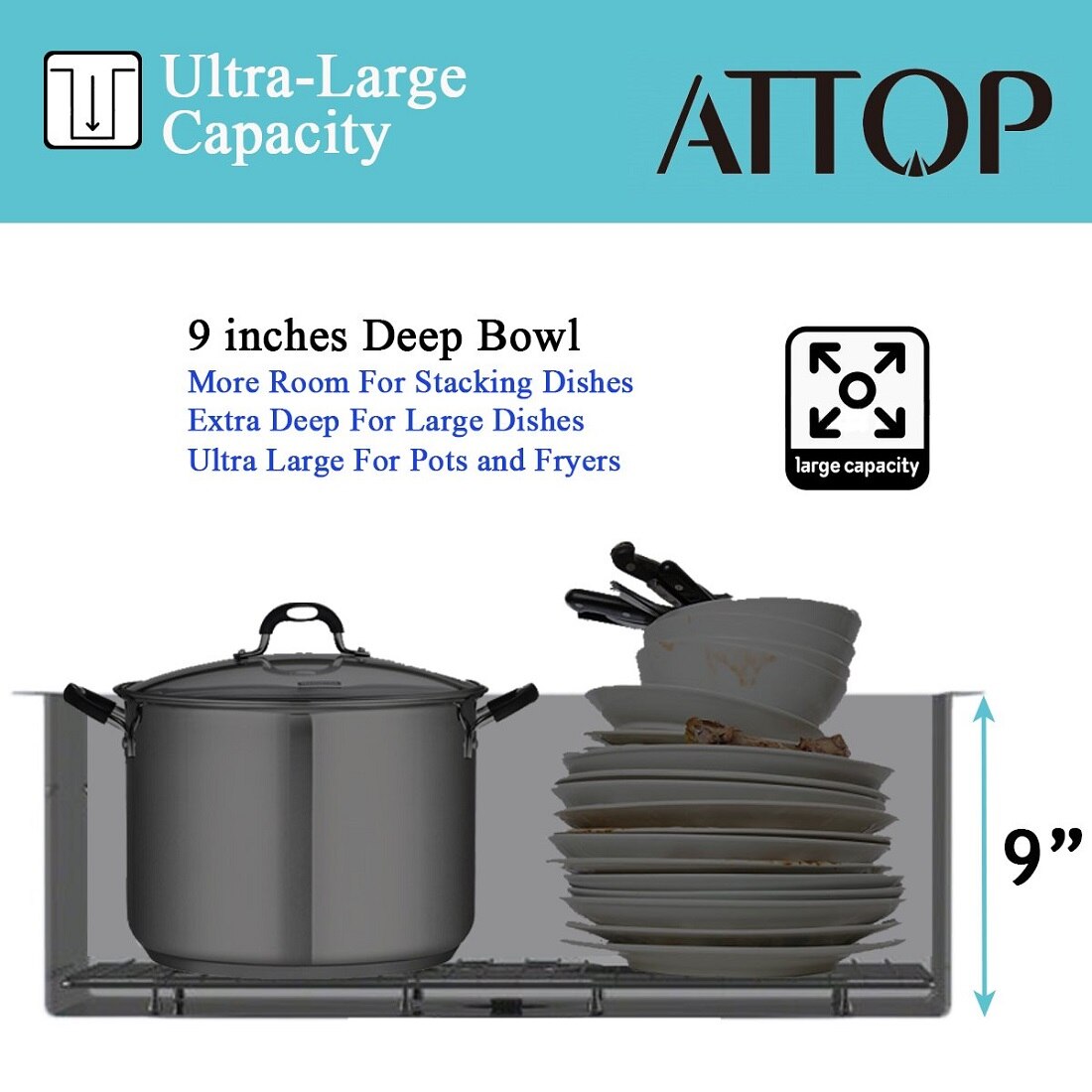 Attop 18- Gauge Stainless Steel 30 in. Single Bowl Undermount Kitchen ...