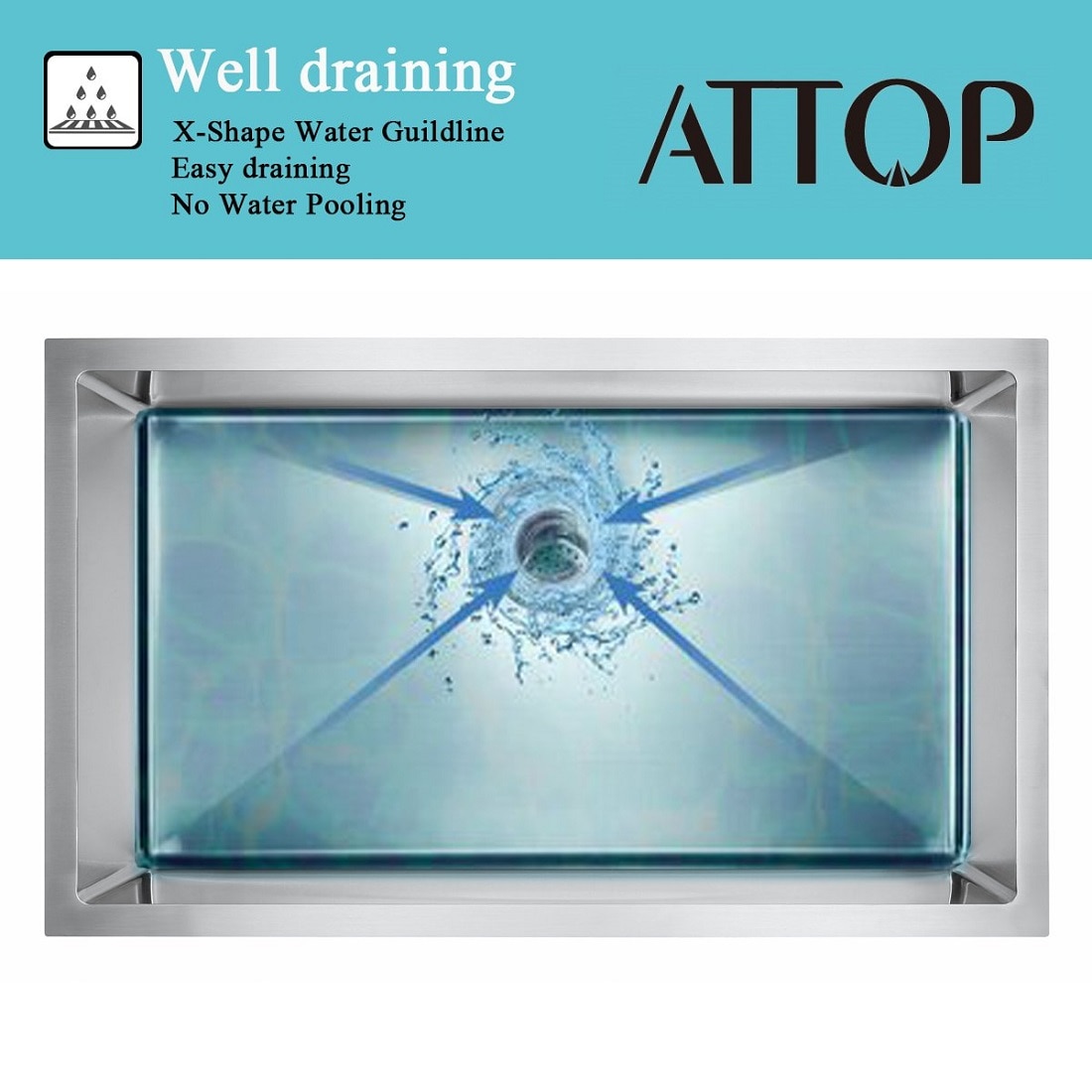 Attop 18- Gauge Stainless Steel 30 in. Single Bowl Undermount Kitchen ...