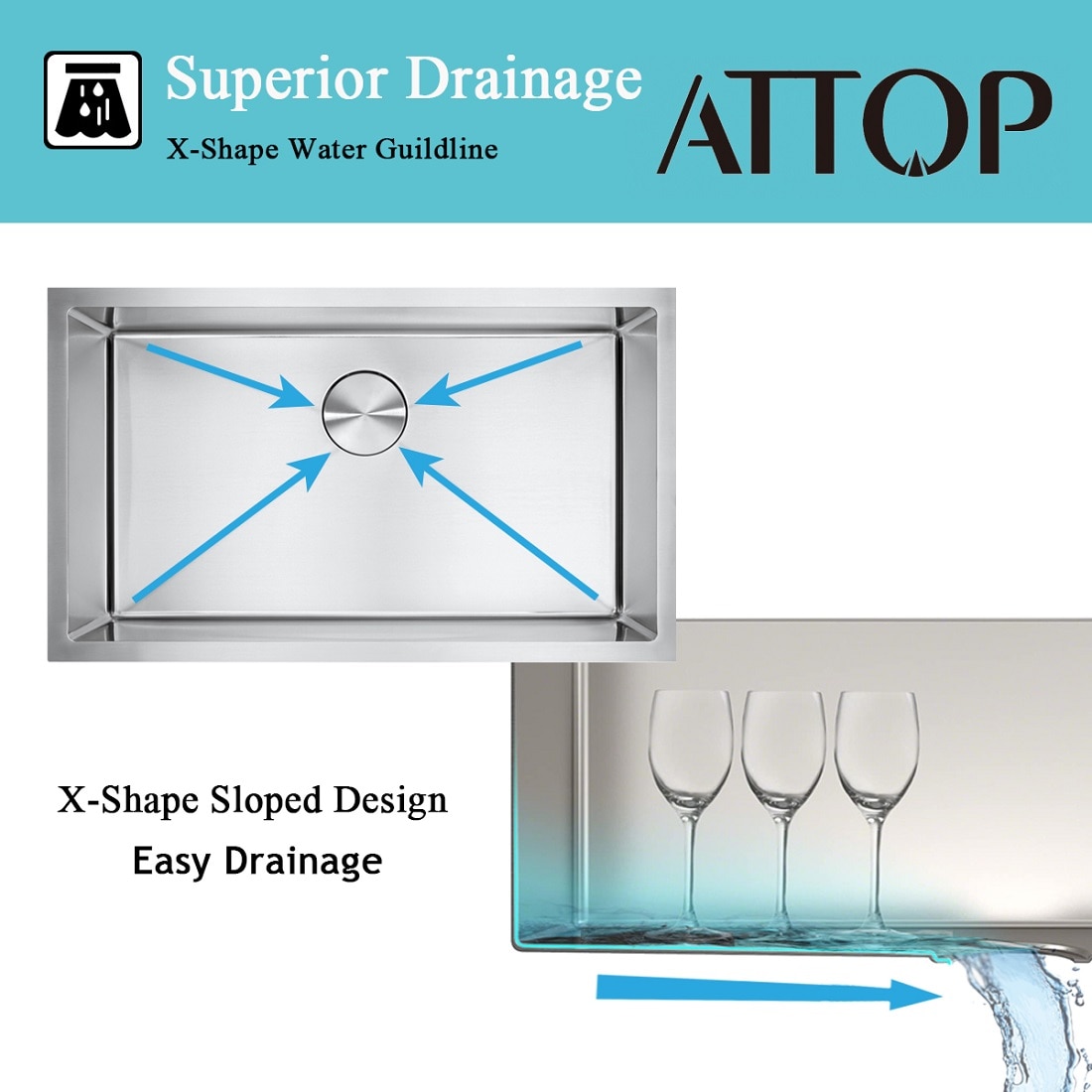 Attop 18-Gauge Stainless Steel 30 in. Single Bowl Undermount Kitchen ...