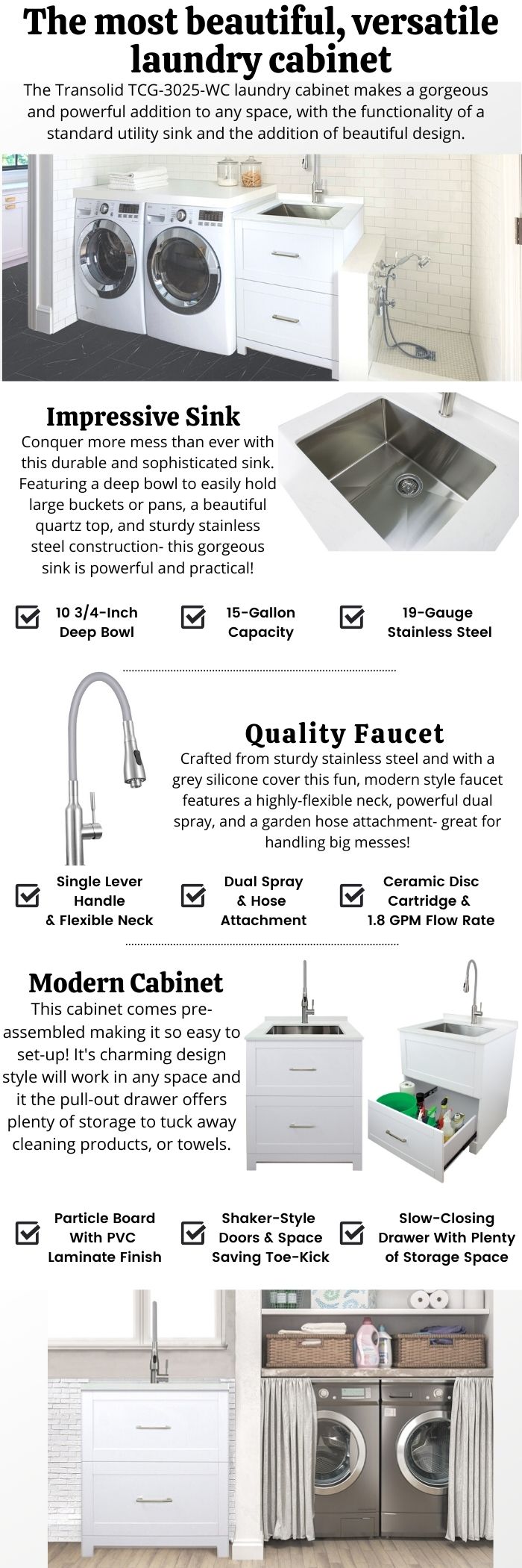 Transolid All-in-One 29 in. x 25.5 in. Stainless Steel Quartz ...