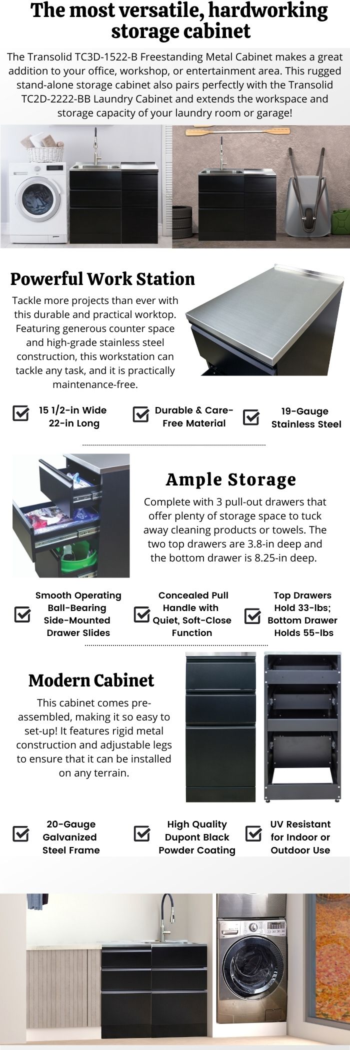 Transolid 15.4 in. W x 34.9 in. H x 22.4 in. D 20-Gauge Metal ...