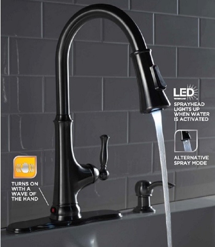 Glacier Bay Single Handle Pull Down Sprayer Kitchen Faucet with LED ...