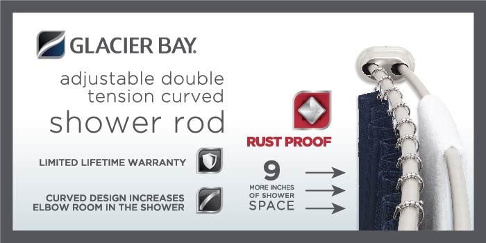 Glacier Bay Rustproof 50 in. to 72 in. Aluminum Adjustable Tension ...