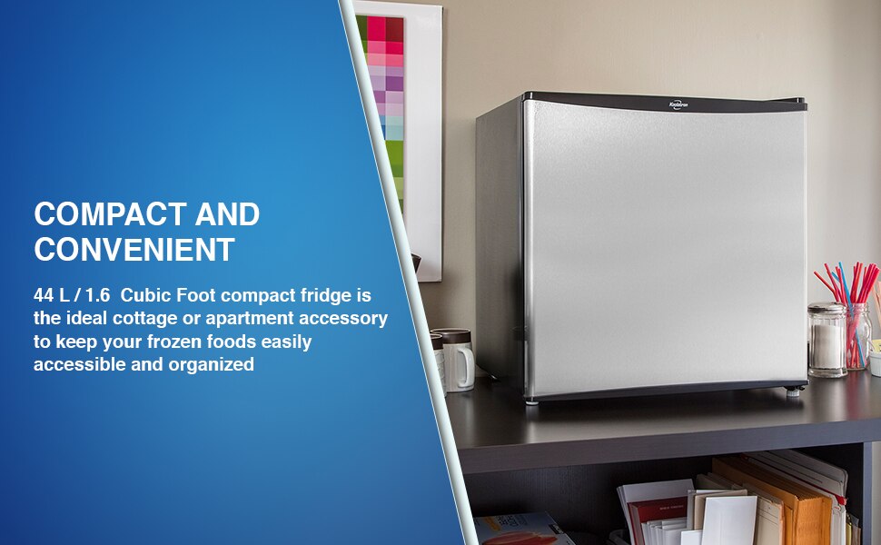 Koolatron Stainless Steel Compact Fridge with Freezer, 1.6 cu. ft ...