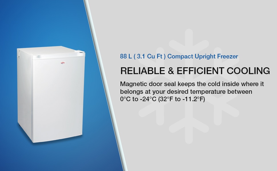 Koolatron Compact Upright Freezer 3.1 cu. ft.. (88L) White, Energy ...