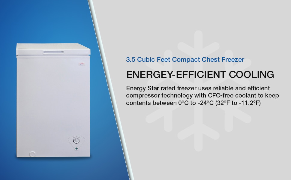 Koolatron Mini Chest Freezer 3.5 cu. ft. (99L), White, Energy-Efficient ...
