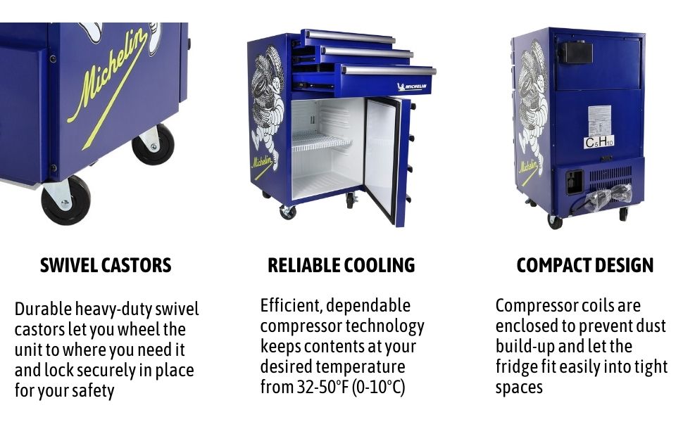 Michelin Tool Chest Compact Fridge 50 Lt. (1.8 cu. ft.) Mini ...